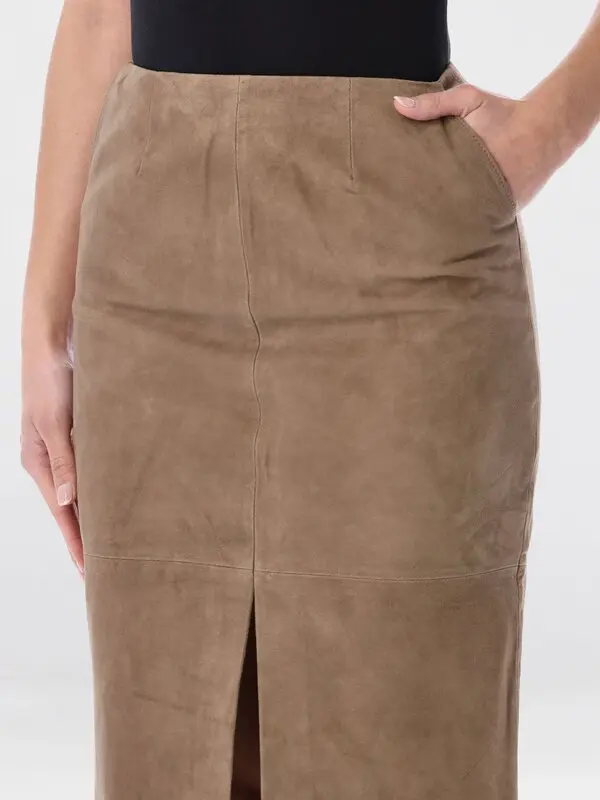 ROTATE BY BIRGER CHRISTENSEN Suede Midi Skirt With Slit Detail