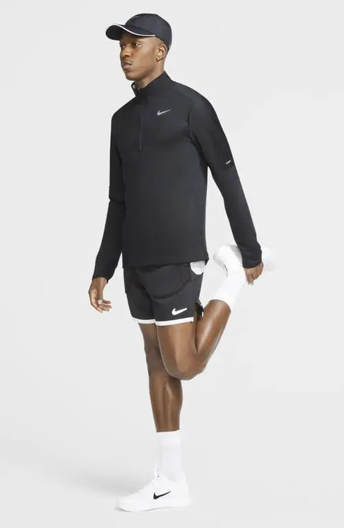 Nike Dri-fit Half Zip Running Top - Black/reflective Silver