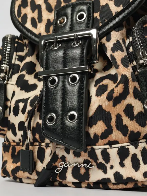 GANNI Leopard Print Backpack - Milk
