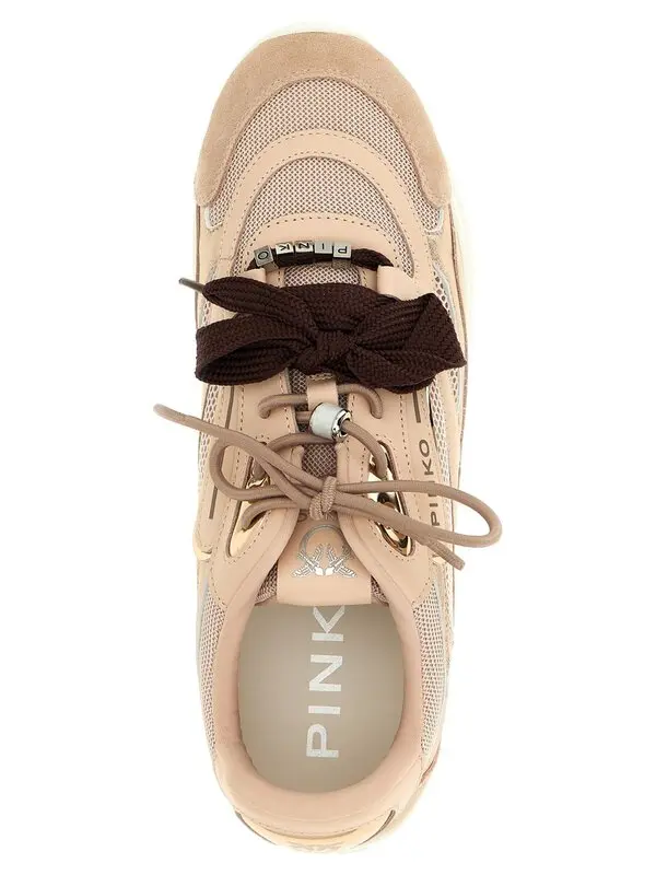 Pinko Lace-up Sneakers With Embellished Laces - Pink