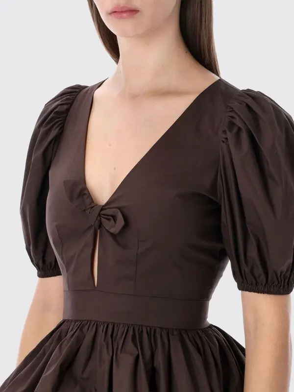 ROTATE BY BIRGER CHRISTENSEN Puff Sleeve Peplum Top - Brown