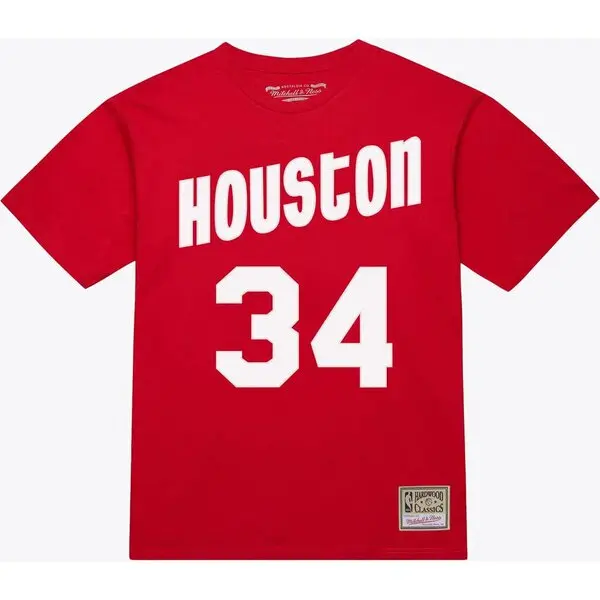 Mitchell & Ness Hakeem Olajuwon Houston Rockets Hardwood Classics Name & Number T-shirt - Red