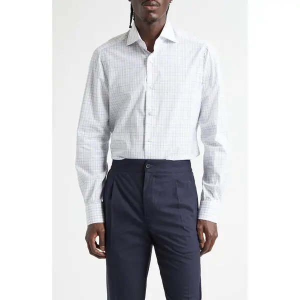 Isaia Check Button-up Shirt - White Multi