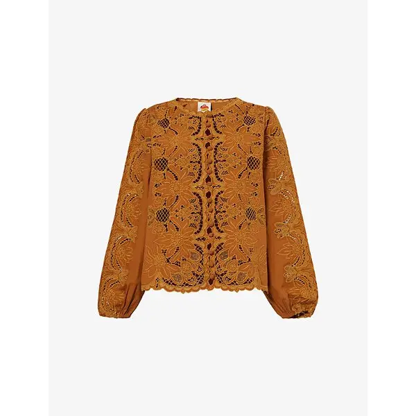 Farm Rio Richilieu Broderie-lace Cotton Blouse