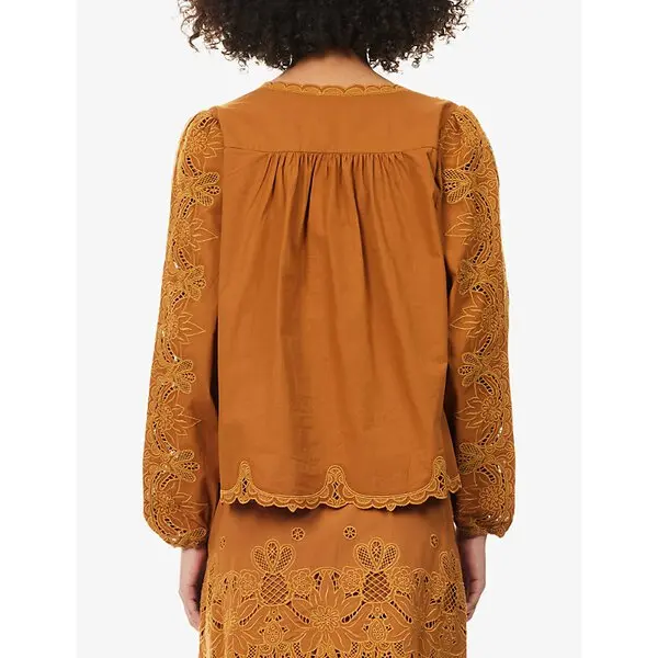 Farm Rio Richilieu Broderie-lace Cotton Blouse