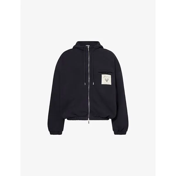 Jacquemus Brand-patch Cotton-jersey Hoodie - Navy