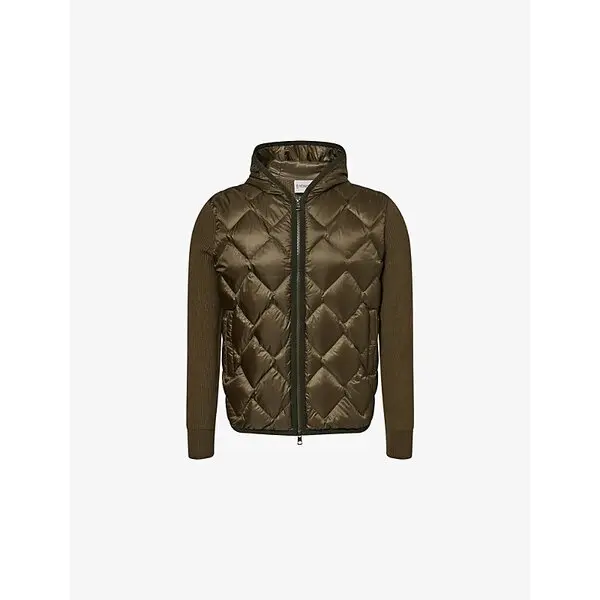 Moncler Contrast-knit Hooded Shell-down Cardigan