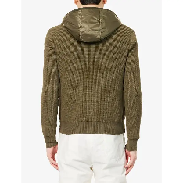 Moncler Contrast-knit Hooded Shell-down Cardigan