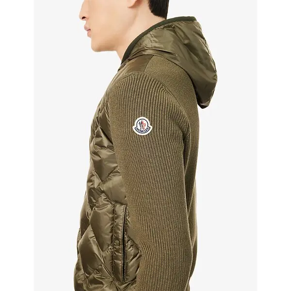 Moncler Contrast-knit Hooded Shell-down Cardigan
