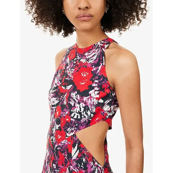 Givenchy Floral-print Cut-out Woven Midi Dress - Fuchsia