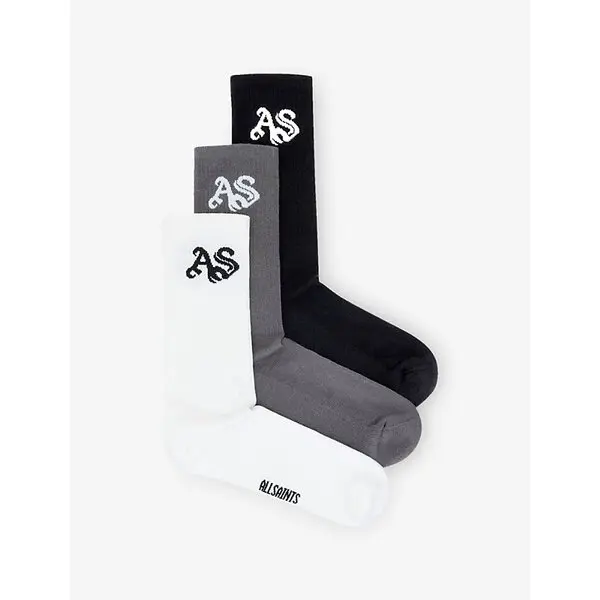 ALLSAINTS Gothic 3-pack Cotton Socks - Metal Grey