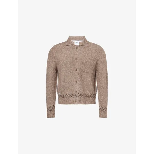 PERCIVAL Novel Collared Stretch-wool Blend Cardigan - Oak