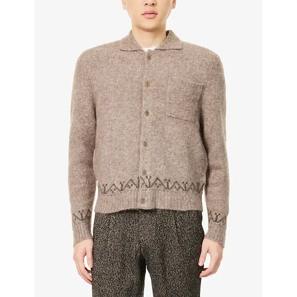 PERCIVAL Novel Collared Stretch-wool Blend Cardigan