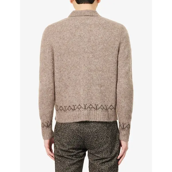 PERCIVAL Novel Collared Stretch-wool Blend Cardigan