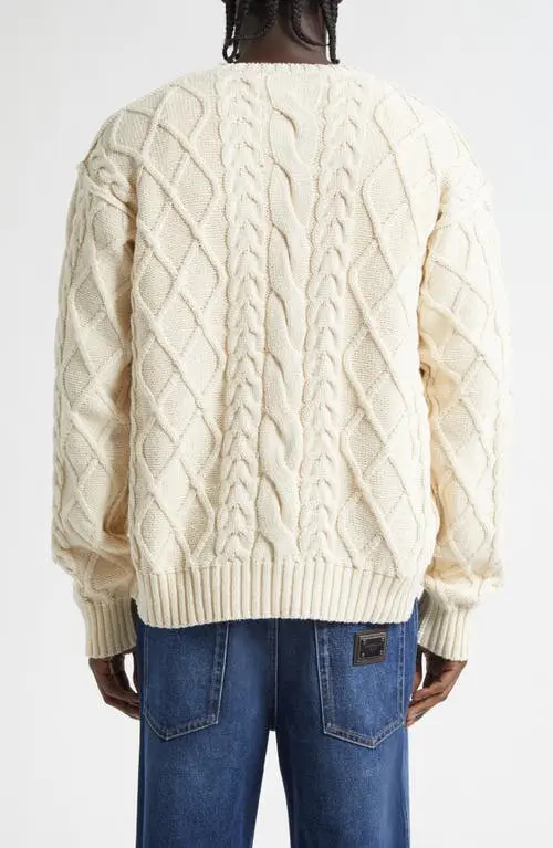 Dolce & Gabbana Embroidered Cable Stitch Sweater - Beige