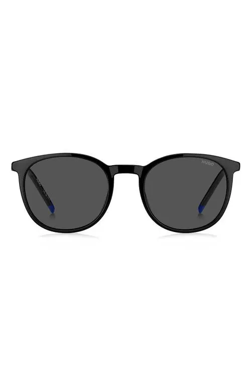 Hugo Panthos 53mm Round Sunglasses - Black/grey
