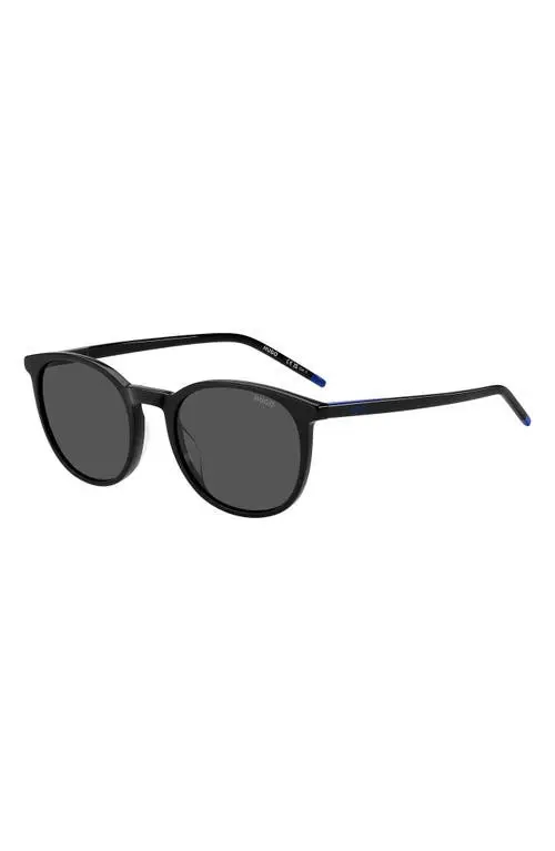 Hugo Panthos 53mm Round Sunglasses - Black/grey