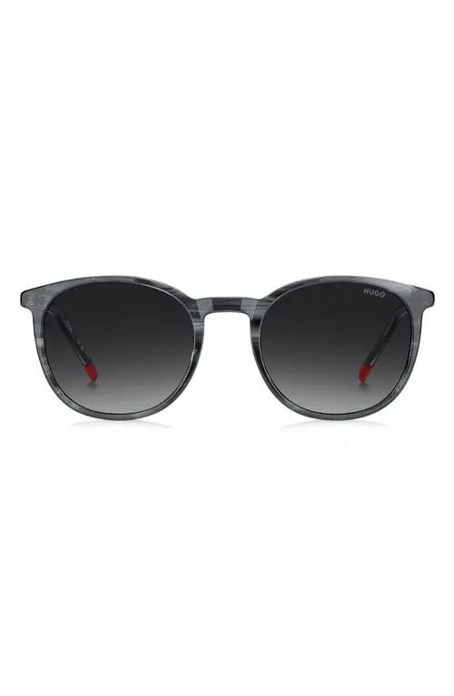 Hugo Panthos 53mm Round Sunglasses - Grey Horn/dark Grey Sf