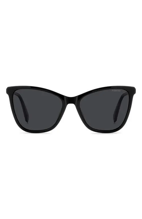 POLAROID 55mm Polarized Cat Eye Sunglasses - Black/grey
