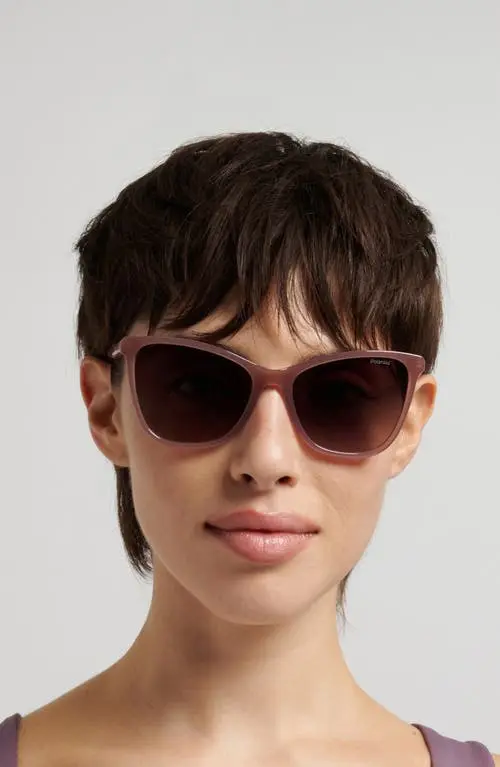 POLAROID 55mm Polarized Cat Eye Sunglasses - Nude/brown