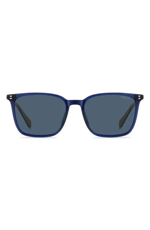 POLAROID 55mm Polarized Rectangle Sunglasses - Blue/blue