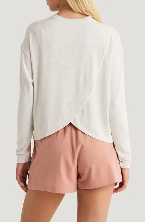 FREE FLY Shade Crossover Long-sleeve Top - Off White Heather