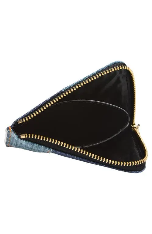 Comme Des Garçons Denim Print Pocket Half Zip Wallet - Blue