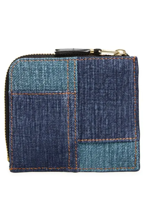 Comme Des Garçons Denim Print Pocket Half Zip Wallet - Blue