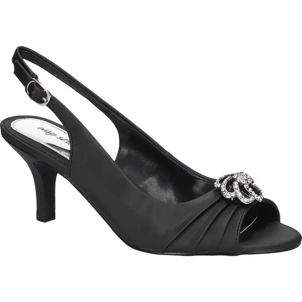EASY WORKS BY EASY STREET Poise Slingback Sandal - Black Satin
