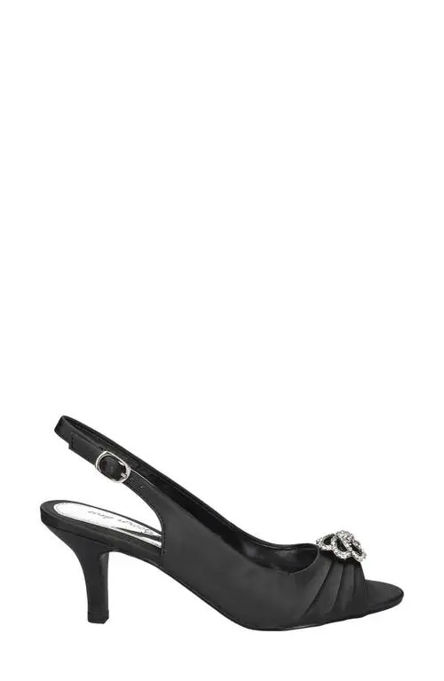 EASY WORKS BY EASY STREET Poise Slingback Sandal - Black Satin