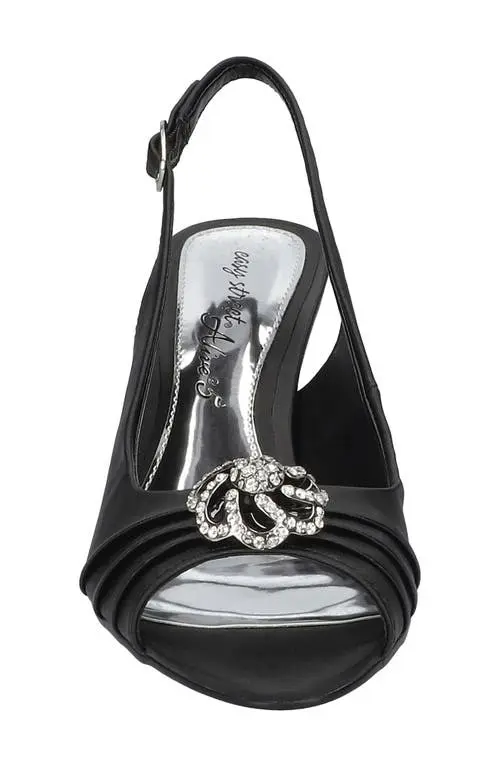 EASY WORKS BY EASY STREET Poise Slingback Sandal - Black Satin