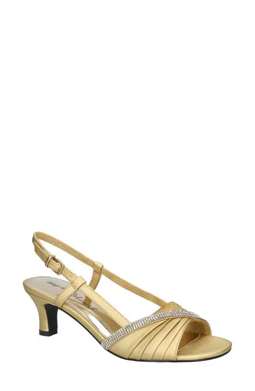 EASY WORKS BY EASY STREET Delite Slingback Sandal - Gold Satin-stones