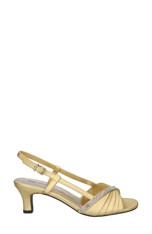 EASY WORKS BY EASY STREET Delite Slingback Sandal - Gold Satin-stones