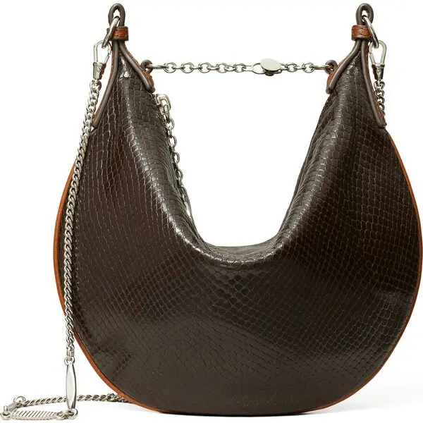 Tory Burch Mini Leather Balloon Bag With Chain Strap - Dark Brown