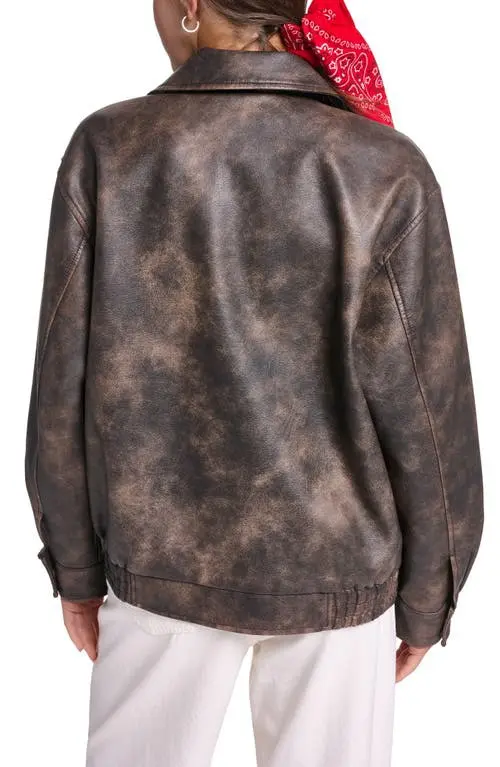 LEVI'S Relaxed Faux Leather Bomber Jacket - Brown Multi
