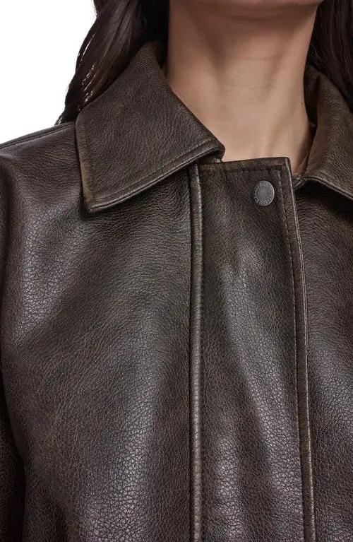 LEVI'S Relaxed Faux Leather Bomber Jacket - Brown