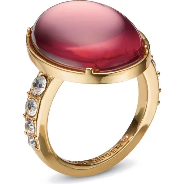 Kurt Geiger Oval Cabochon And Crystal Cocktail Ring - Pink