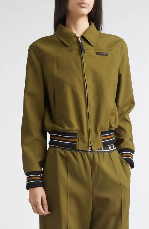 Marni Virgin Wool Bomber Jacket - 00v51dusty Olive