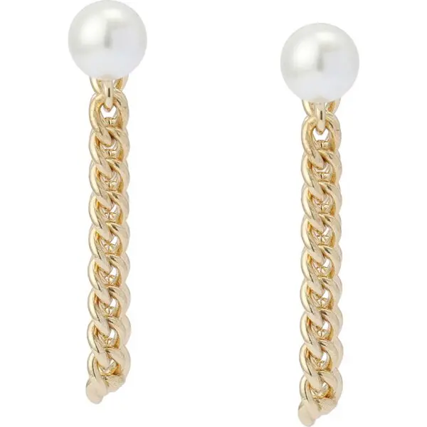 ALLSAINTS Faux Pearl Chain Drop Earrings - Gold/pearl