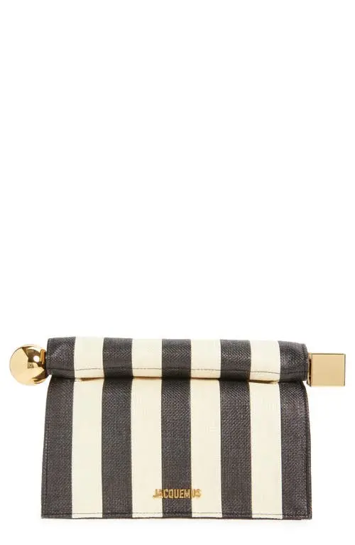 Jacquemus La Pochette Rond Carré Stripe Clutch - Natural/black 1fy