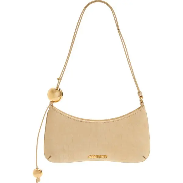 Jacquemus Le Bisou Perle Croc-embossed Suede Shoulder Bag - Beige