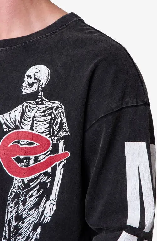 Mnml Gone Skeleton Graphic Long Sleeve T-shirt - Black