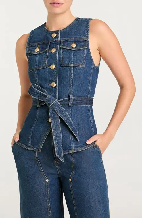 Cinq À Sept Reenee Tie-waist Denim Vest - Tide