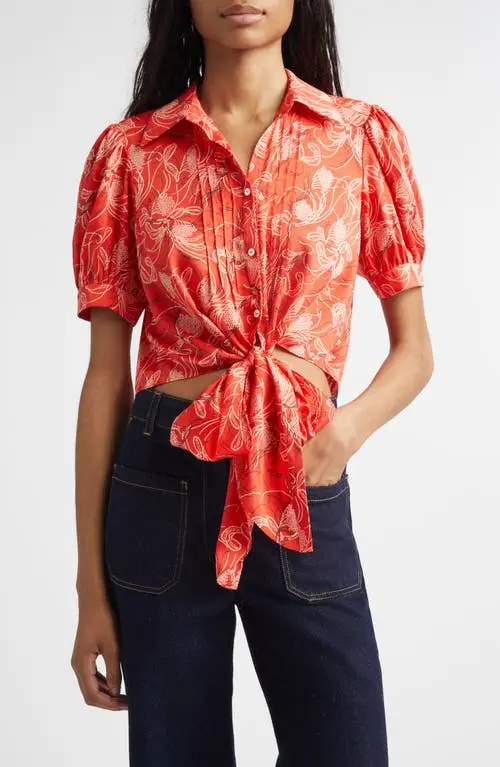 Cinq À Sept Floral Puff Sleeve Button-up Shirt - Bisou Multi