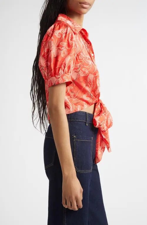 Cinq À Sept Floral Puff Sleeve Button-up Shirt - Bisou Multi