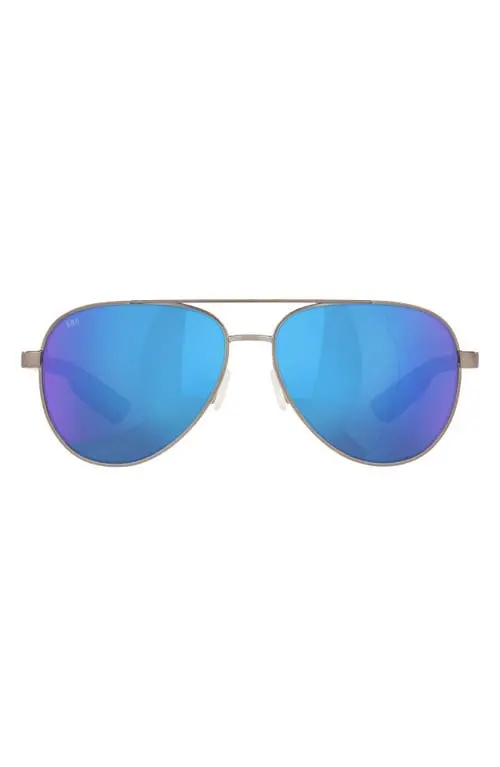 COSTA DEL MAR 57mm Polarized Aviator Sunglasses - Gunmetal/blue Mirror 580g