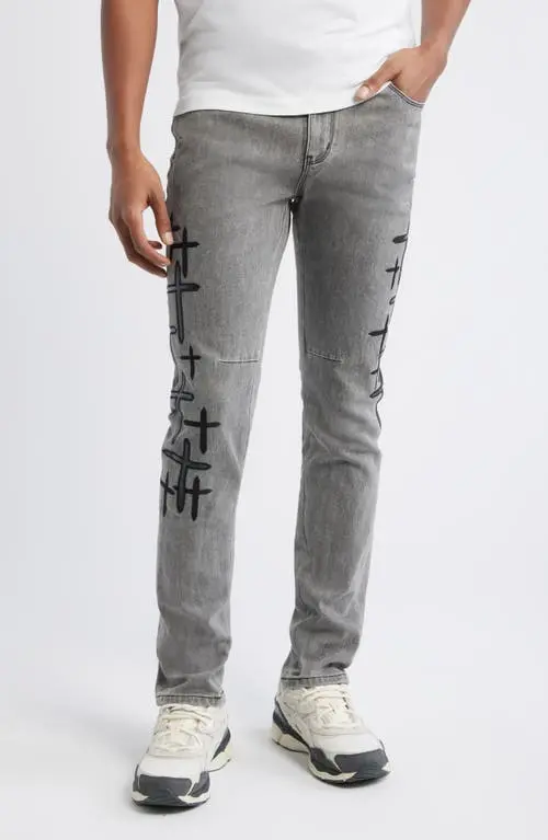 RtA Bryant Clouded Mist Cross Skinny Jeans