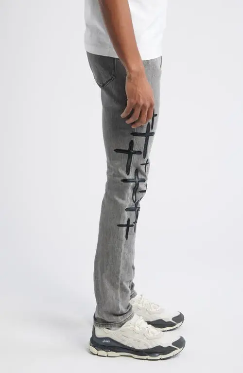 RtA Bryant Clouded Mist Cross Skinny Jeans