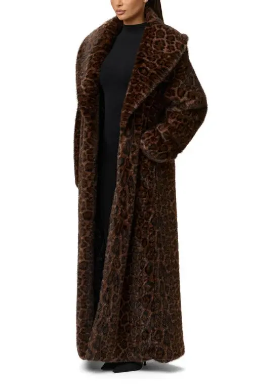 Naked Wardrobe Leopard Faux Fur Coat