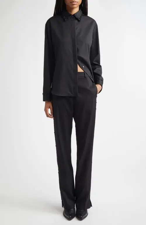 GOLDEN GOOSE Journey Floral Beaded Virgin Wool Twill Shirt